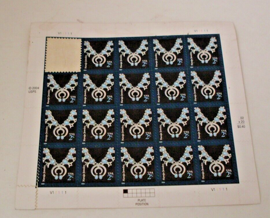 2 Cent Stamp Sheet of 19 Stamps: Navajo Jewelry, 2004 | eBay