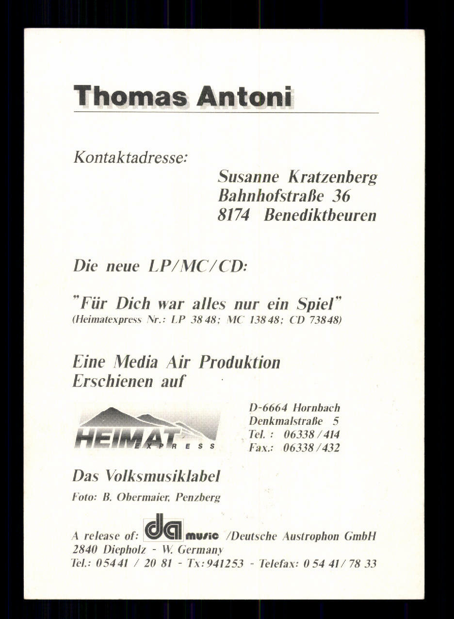 Thomas Antoni Autogrammkarte Original Signiert ## BC 187572 | eBay
