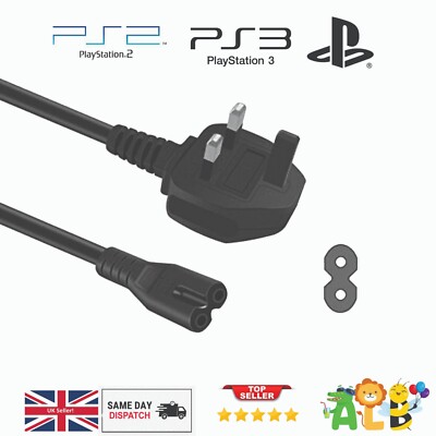 Power Cable Lead For PlayStation Consoles PS5 PS4 PS3 PS2 PS1 250V UK ...