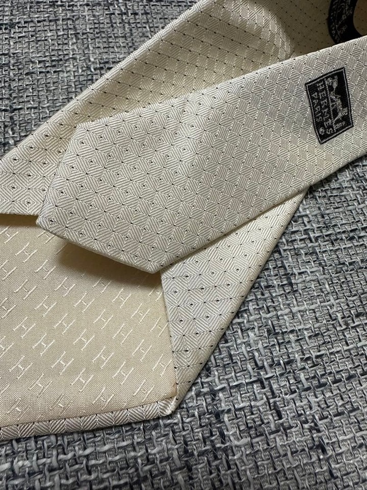 New item Hermes Ivory Diamond Pattern Tie | eBay