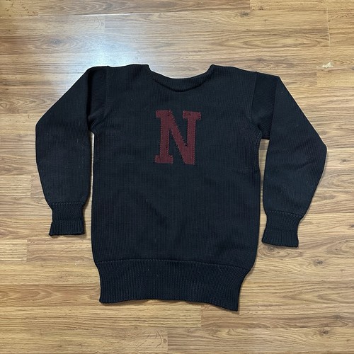 Vintage Knit Sweater Letterman Varsity College 30’s 40's Wool Boat Neck ...