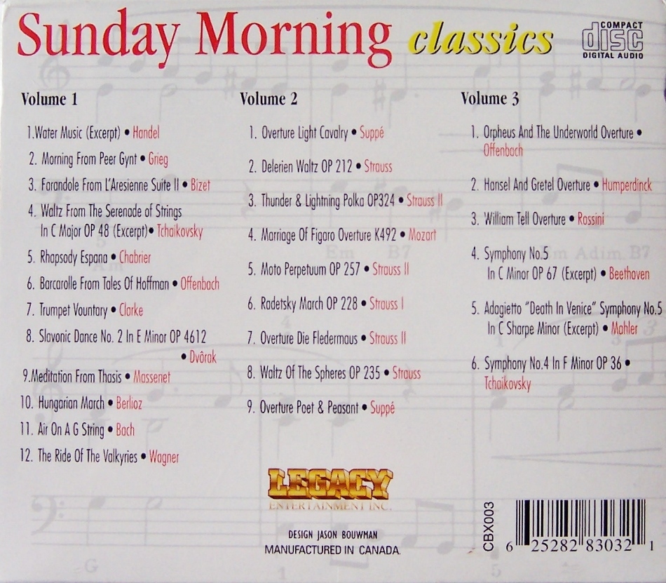 Sunday Morning Classics 3-CD Box Set (CD, 2001, Legacy Entertainment ...