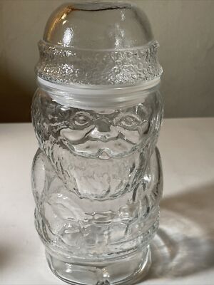 Vintage Santa Claus Clear Glass Canister Jar Container Kitchen Storage ...