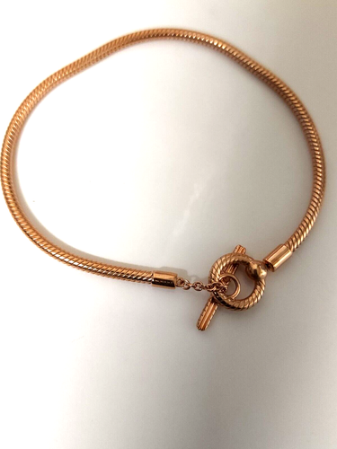 AUTHENTIC PANDORA MOMENTS T-BAR SNAKE CHAIN BRACELET #589087C00-23cm/9 ...
