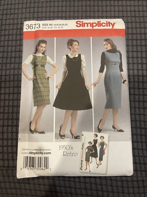 Simplicity 3673 Retro 50's High Waisted Dress Jumper Skirt Sz 14-22 ...