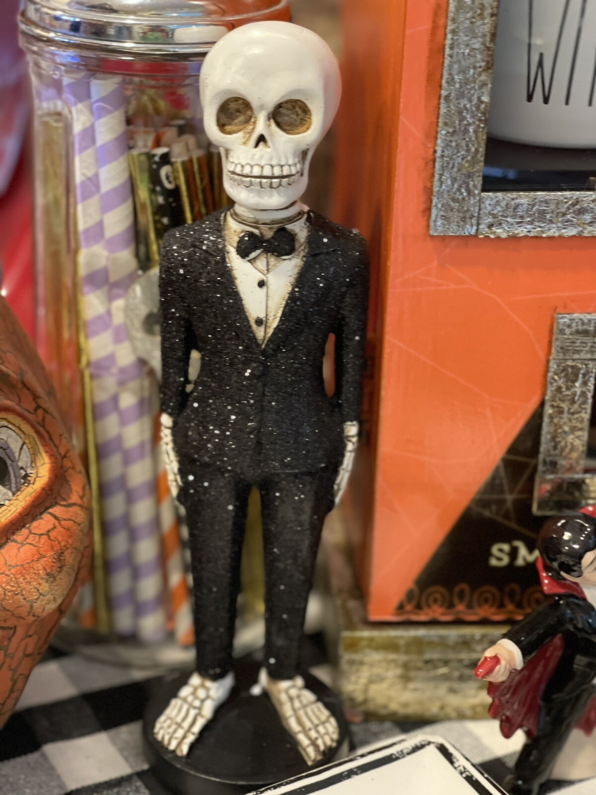 Skeleton Ghoul Glittering Halloween Figurine Sculpture New~! | eBay
