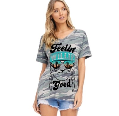 Feelin' Willie Good Camo Print Graphic Tee Size Small | eBay