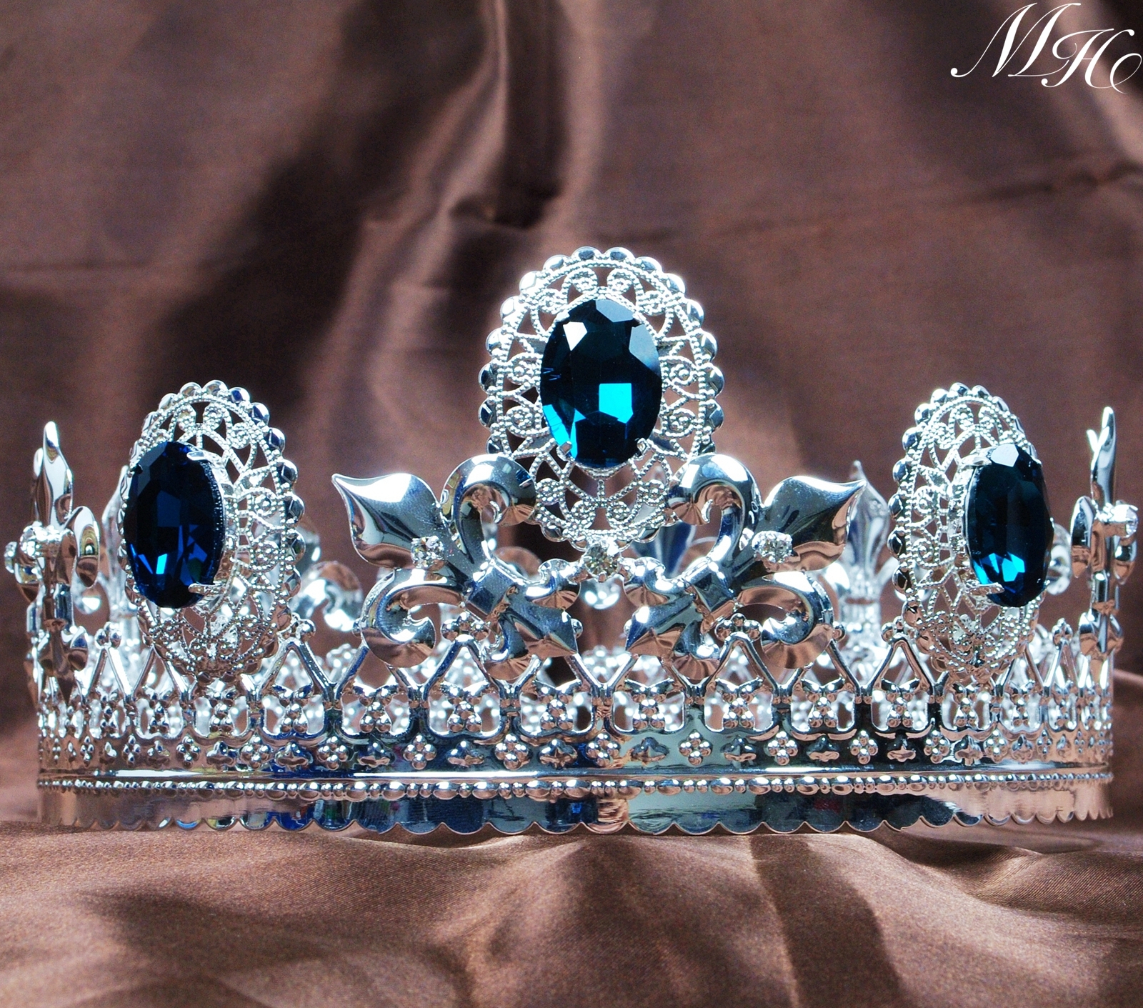 Blue Crystal Men Crown Imperial Medieval Tiara Headband Pageant Party ...