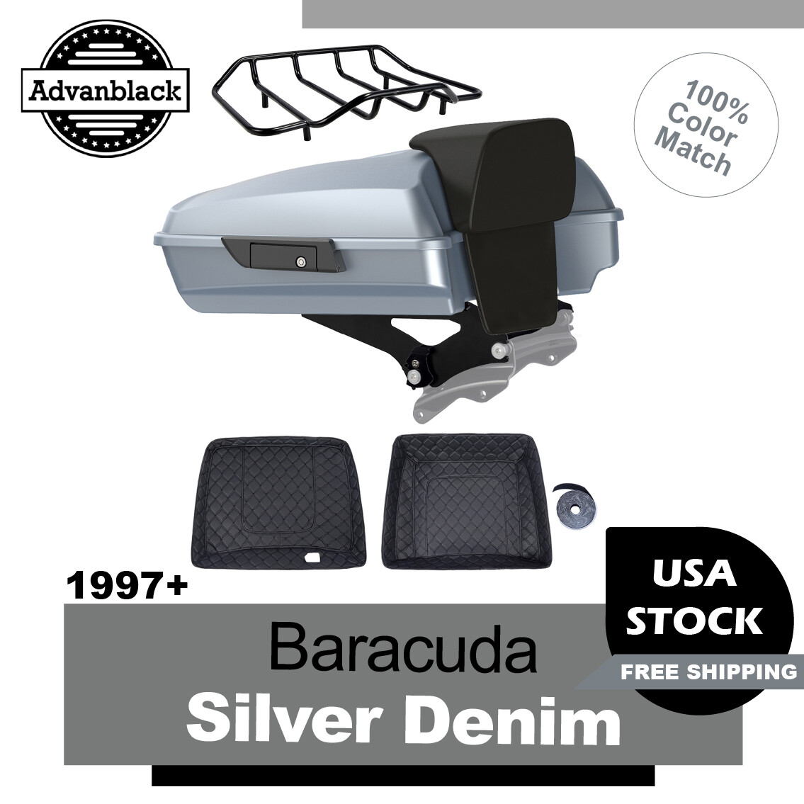 Advanblack Barracuda Silver Denim Razor Tour Pack Pak Luggage For ...