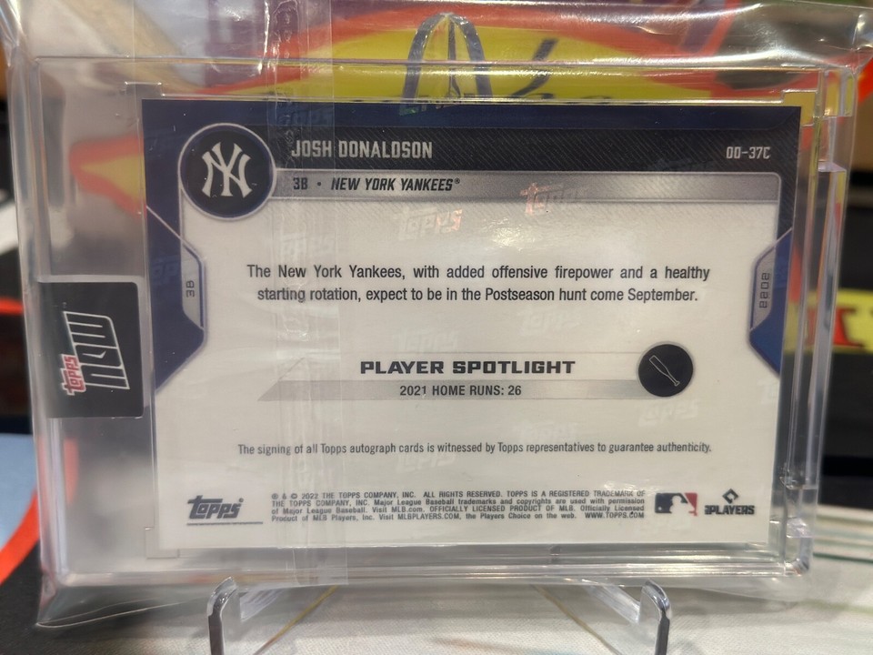 2022 Topps Road To Opening Day Card #OD-37C JOSH DONALDSON Auto #8/25 ...