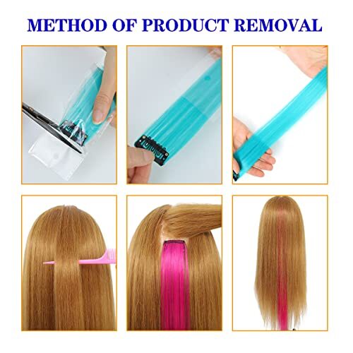 Colored Hair Extensions Sleekcute, 21 Pcs with Ice Cream Color-7Colors ...