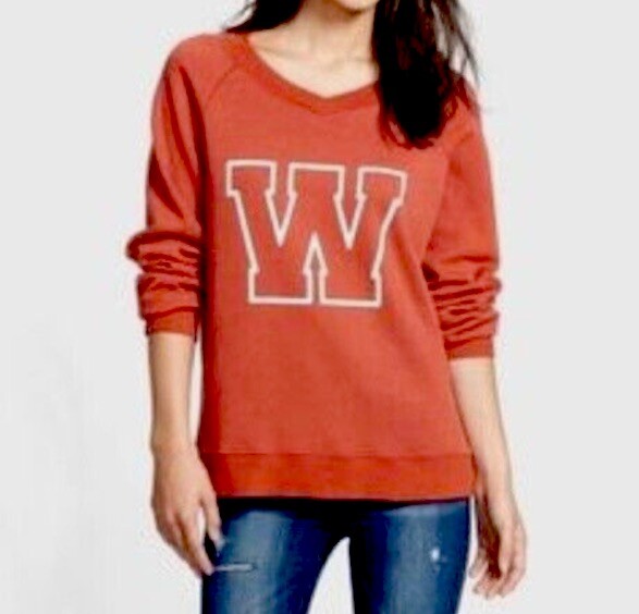 Wildfox W Logo Sporty Schoolgirl Pullover Sweatshirt Campus Style Rust ...
