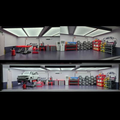1/18 Diorama Car Repair Model Garage Workshop Prop Accessories Display ...