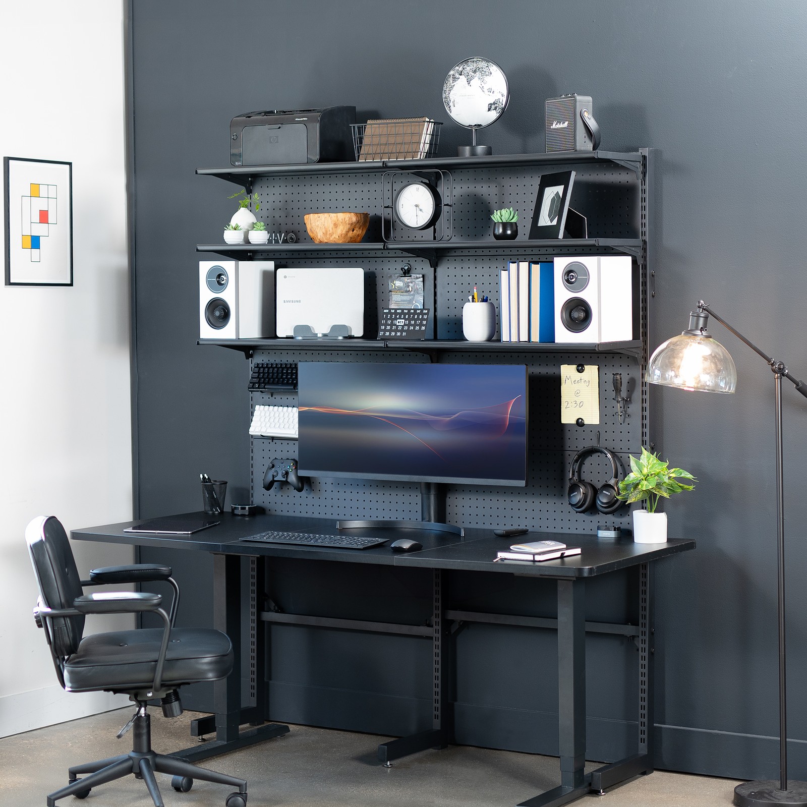 VIVO Black Freestanding Modular Pegboard System with 3 Tier ...