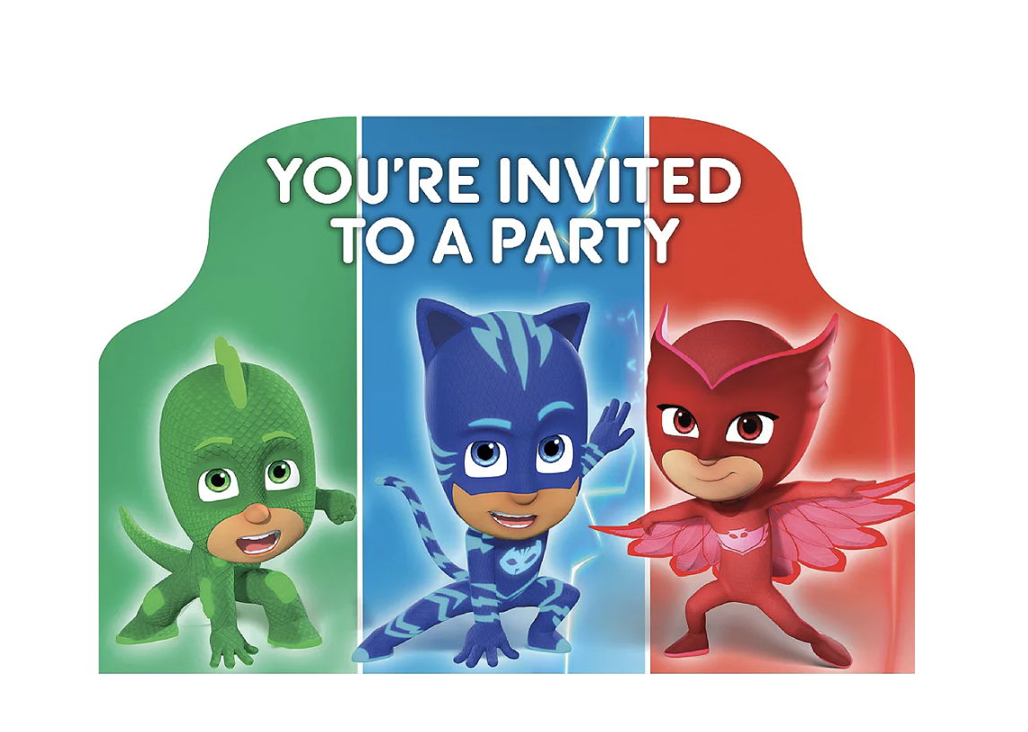 PJ Masks Invitation Cards + Envelops 8ct Boys Birthday Party Supplies ...
