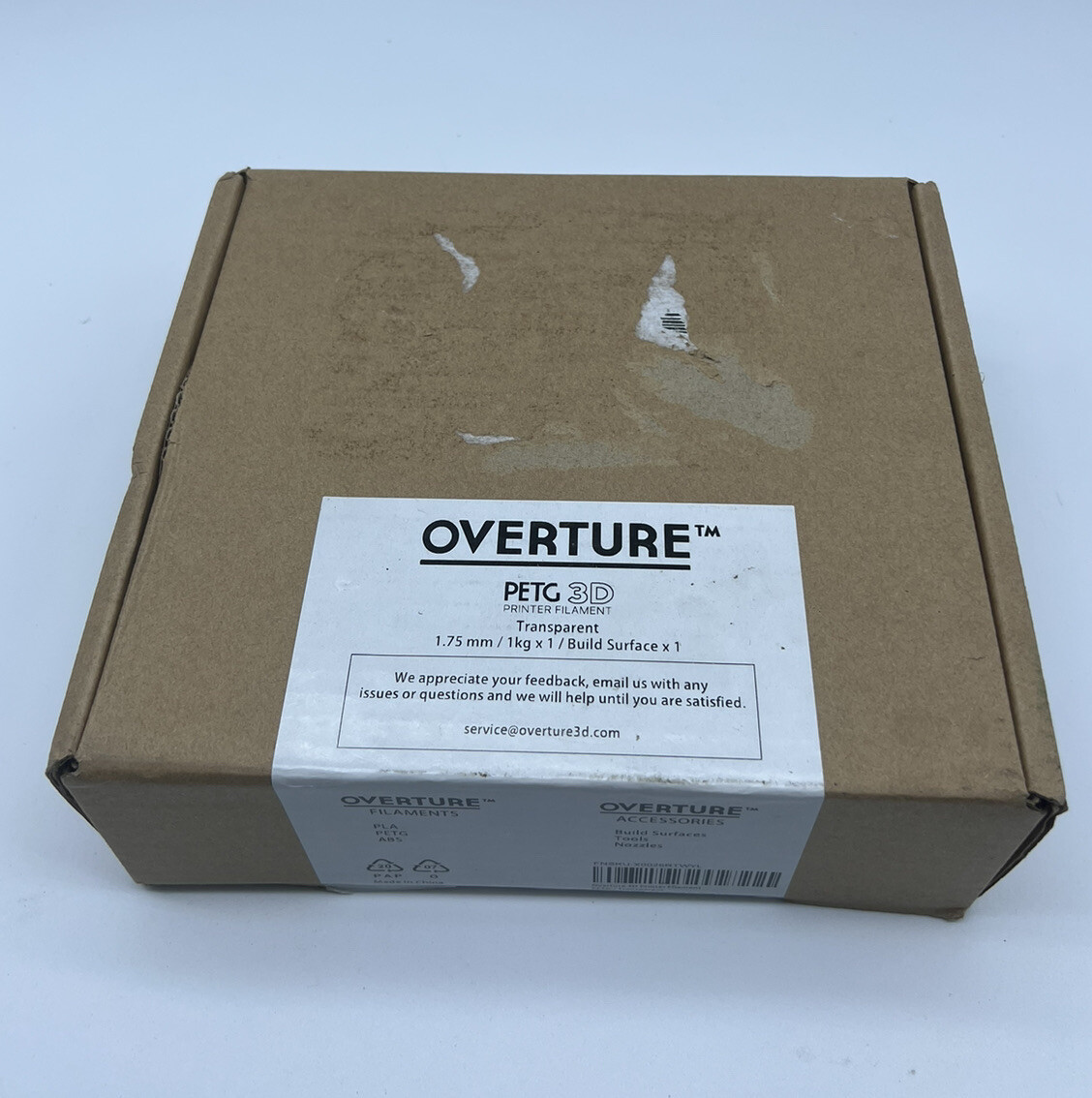 Overture PLA 3D Printer Filament 1.75mm 1kg Build Surface x 1 Roll ...