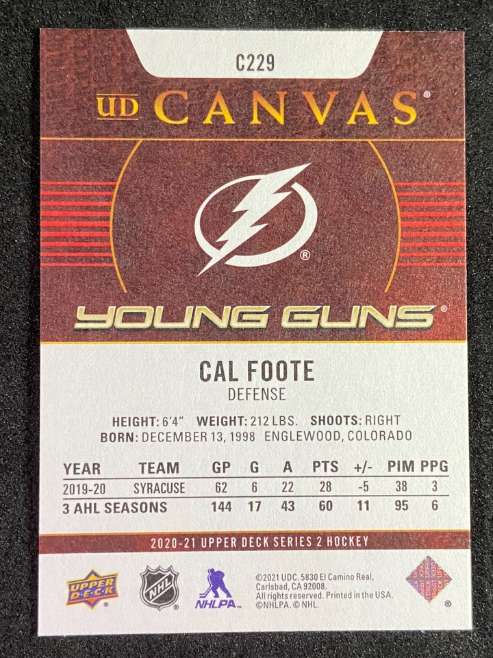 Cal Foote YG 2020-21 Upper Deck Canvas #C229 | eBay