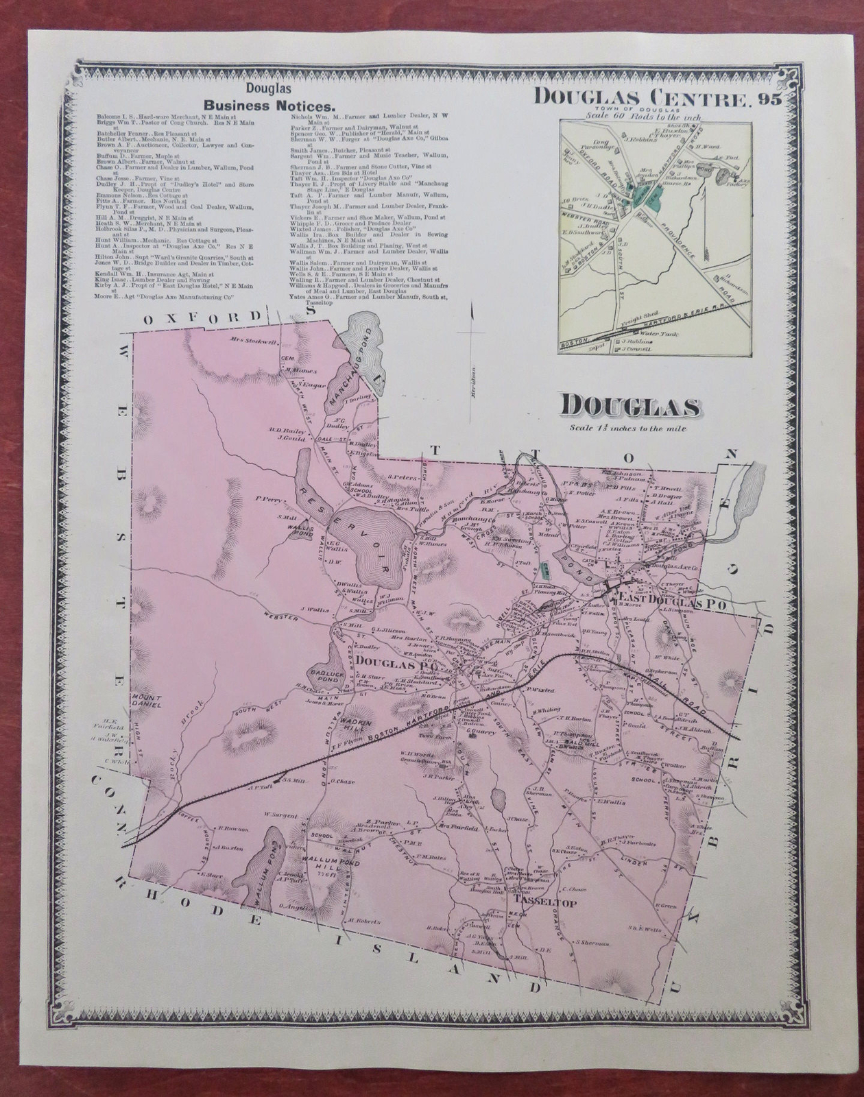 Douglas Township Worcester County Massachusetts 1870 F.W. Beers ...