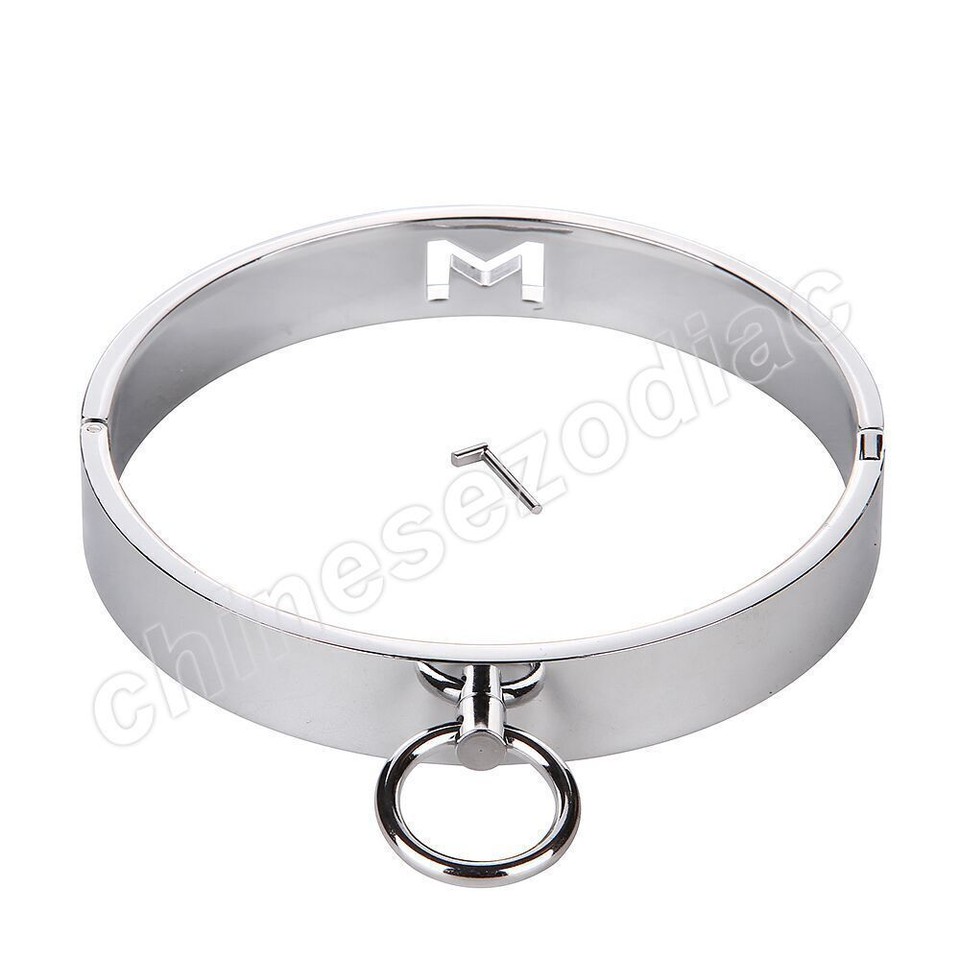 Metal Chrome Lock Neck Collar BDSM Restraint Choker Bondage Necklace ...