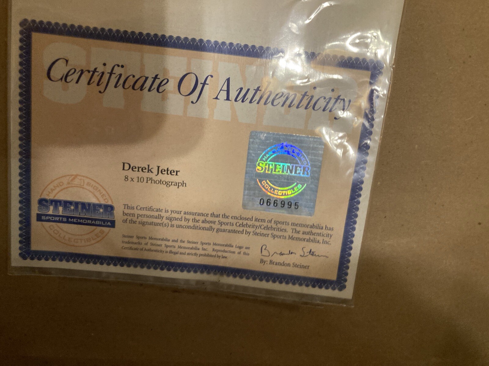 Derek Jeter Signed 8x10 Photo Steiner Certificate Of Authenticity | eBay