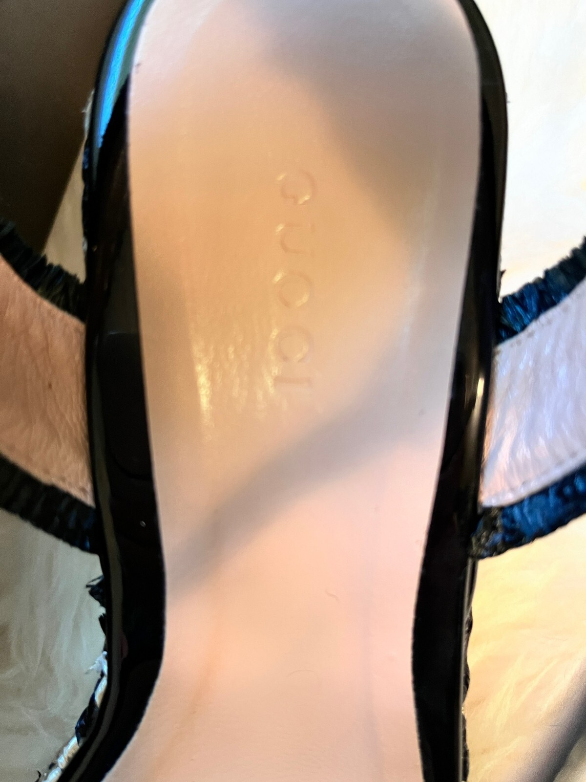 Gucci Raffia & Patent Espadrilles Wedge Heel Sandal 1… - Gem