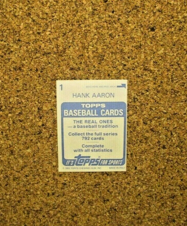 1983 Topps Baseball Sticker #1 Hank Aaron (Atlanta Braves) | eBay