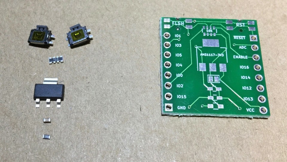ESP8266 ESP-12F DIP adapter board PCB breakout prototyping ESP-12E ...