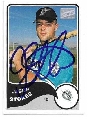 JASON STOKES Autographed Signed 2003 Bazooka Baseball card #131 Florida ...
