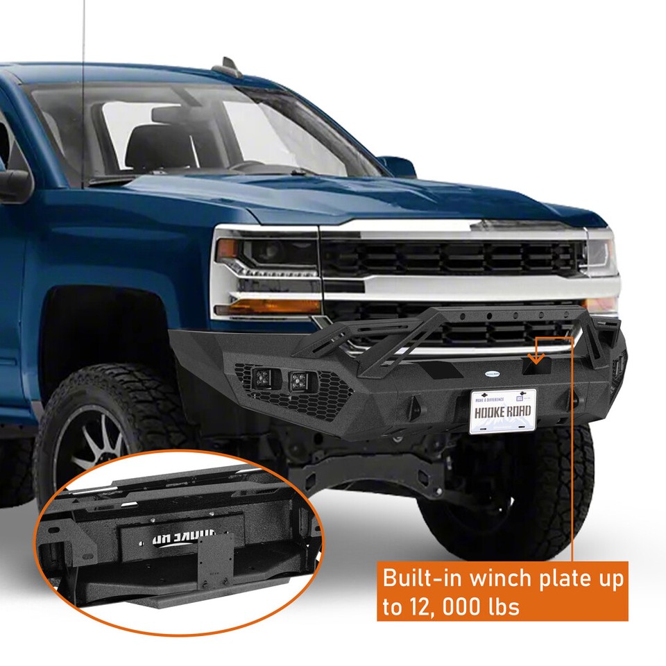 Fit 2016-2018 Chevy Silverado 1500 Front Rear Bumpers w/ Winch Plate ...
