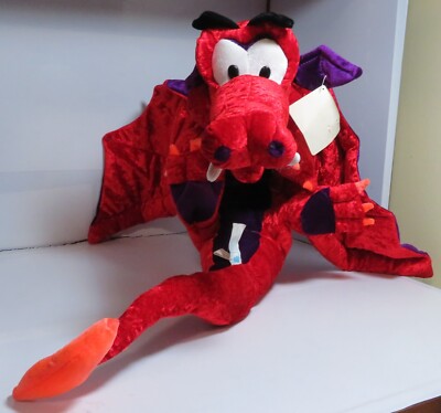 Classic Toy Company Plush Winged Dragon Red Purple Stuffed Animal 33 ...