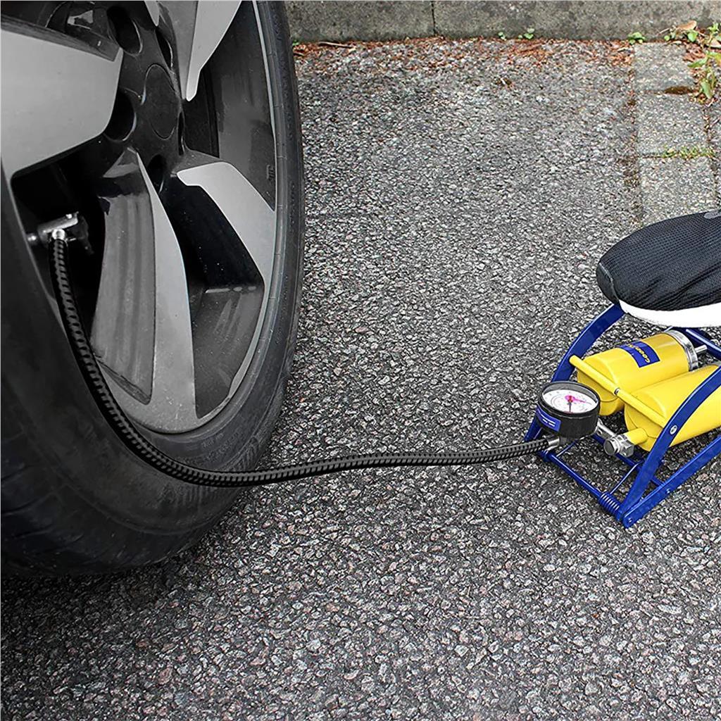 Goodyear Double Barrel Foot Pump Cylinder Air Inflator Car Bicycle Bike ...
