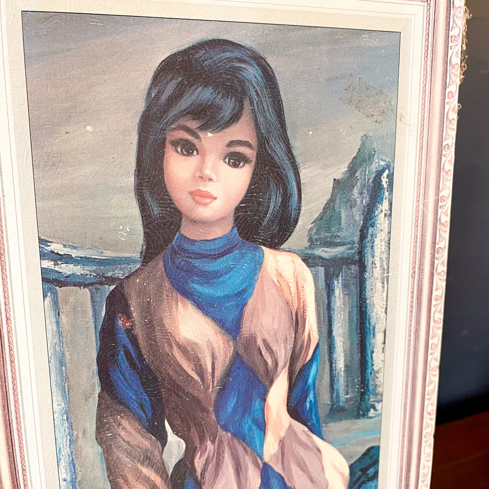 Pair Vtg 1960s Jean Maio Harlequin Mardi Gras Big Eyed Girl w/ Dog ...