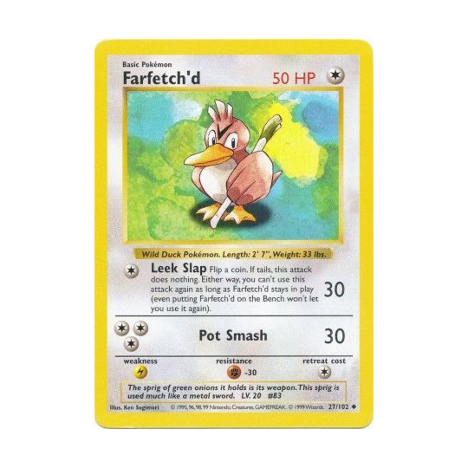 Pokemon Pokemon Base Set (Shadowless) Farfetch'd (U) #27 EX | eBay