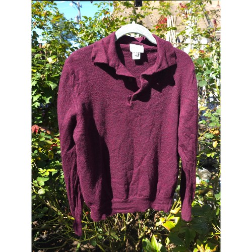 Linea Uomo Italy Wool Buttoned Collar Sweater Burgundy Mens Medium | eBay