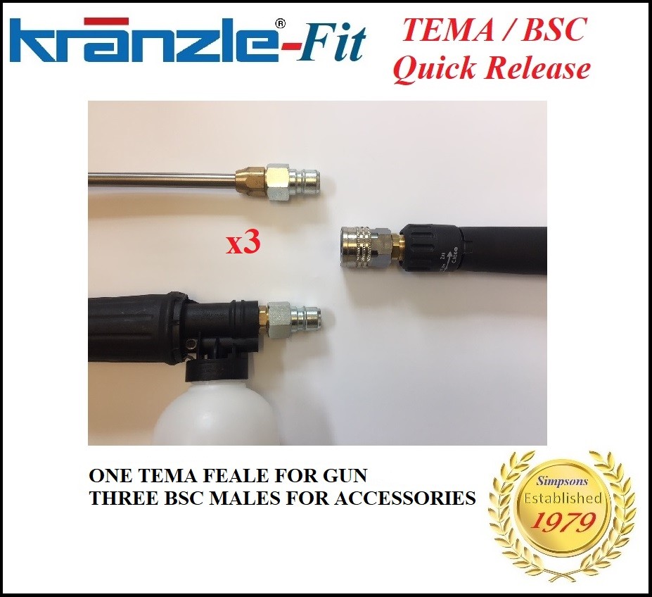 Kranzle -Fit TEMA Quick Release Coupling System K7 K10 etc 1F + 3M ...