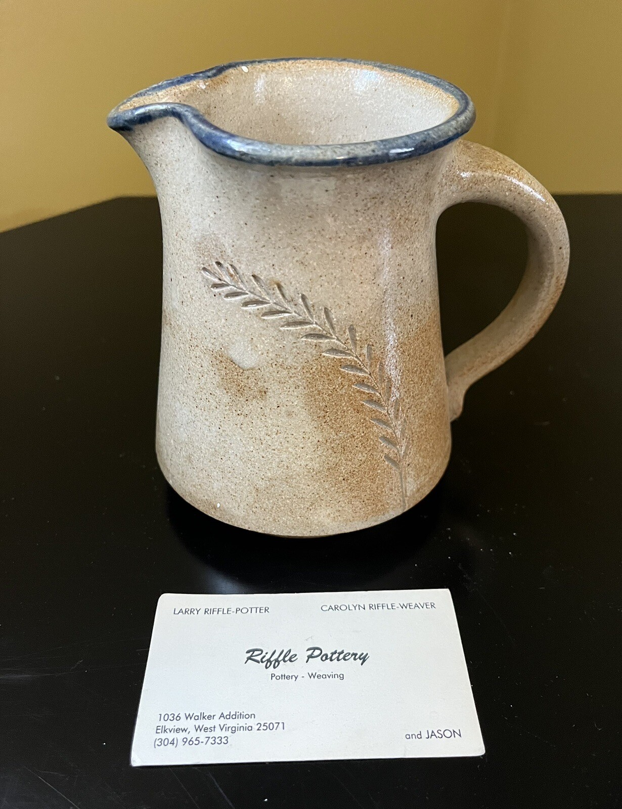 Larry Riffle Pottery Creamer Wheat Pattern 1995 | eBay