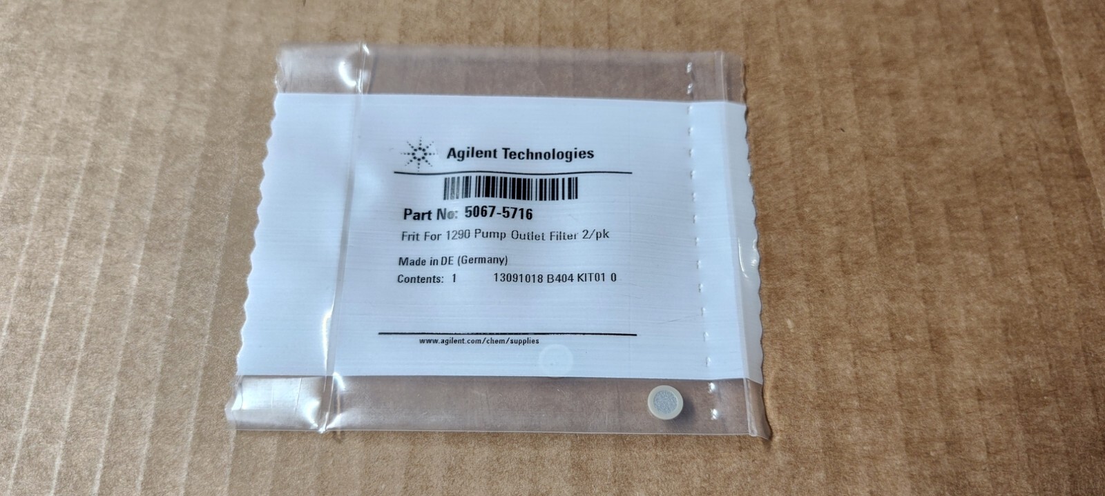 NEW! AGILENT 5067-5716 Frit For 1290 Pump Outlet Filter 2/pk - sealed ...