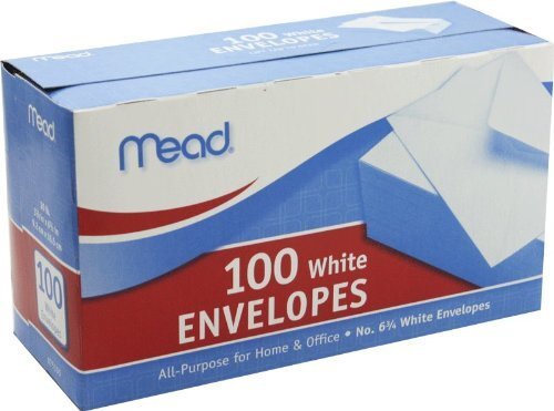 Mead Business Envelope, 3 5/8 6 1/2, 20 lb, White, 100/Box | eBay