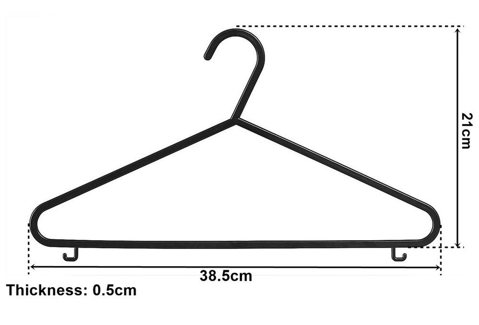 50 x Adult Black Coat Hangers Hanger Coathanger Strong Plastic Clothes ...