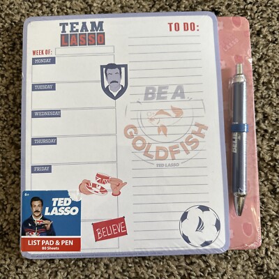 TED LASSO ~ Believe ~ TO DO List 80 Sheets Pad &Pen Set ~ Be a Goldfish ...