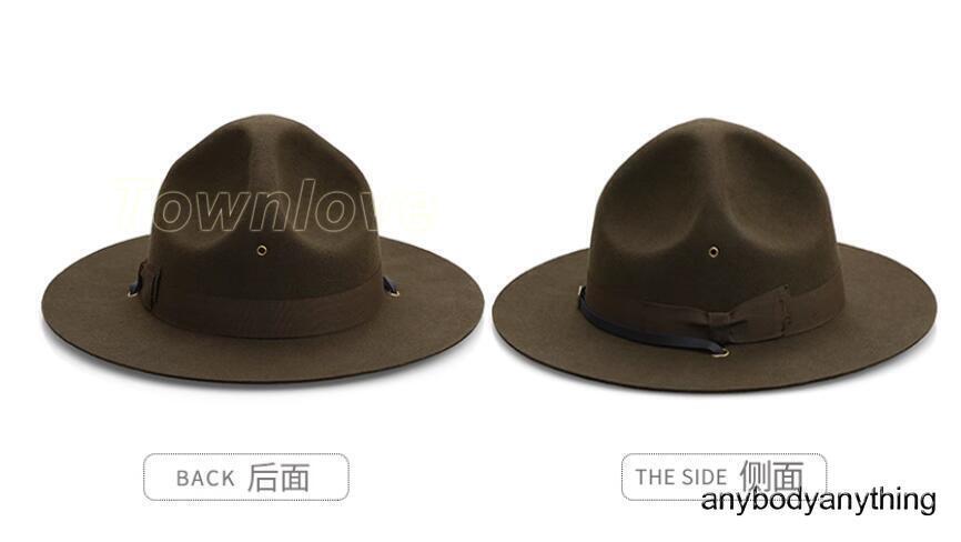 Men's 100% Wool Sergeant Hat Military Campaign Hat Instructor Mountie ...
