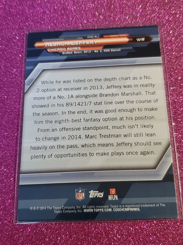 2014 Topps #FFS-AJ Alshon Jeffery Fantasy Strategies Bears Card | eBay
