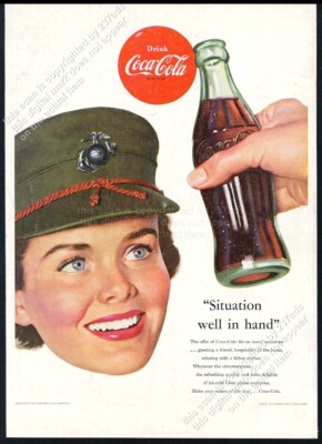 1953 USMC Marines woman art Coke Coca Cola vintage print ad | eBay