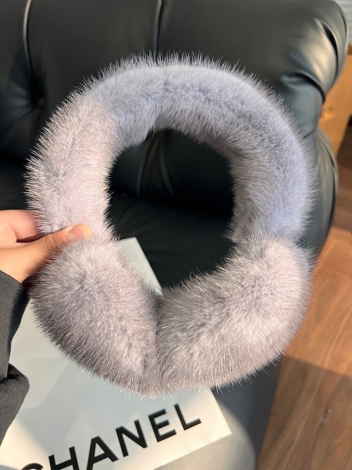 Women's Real Mink Fur Earmuffs Large Ear Protection Winter Warm Muffs ...