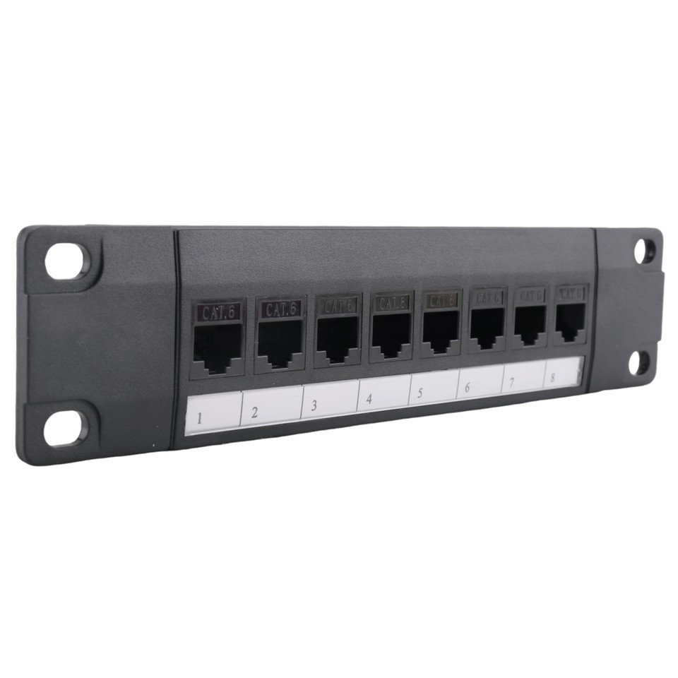 8 Port Straight-Through CAT6 Patch Panel RJ45 Cable Adapter Jack ...