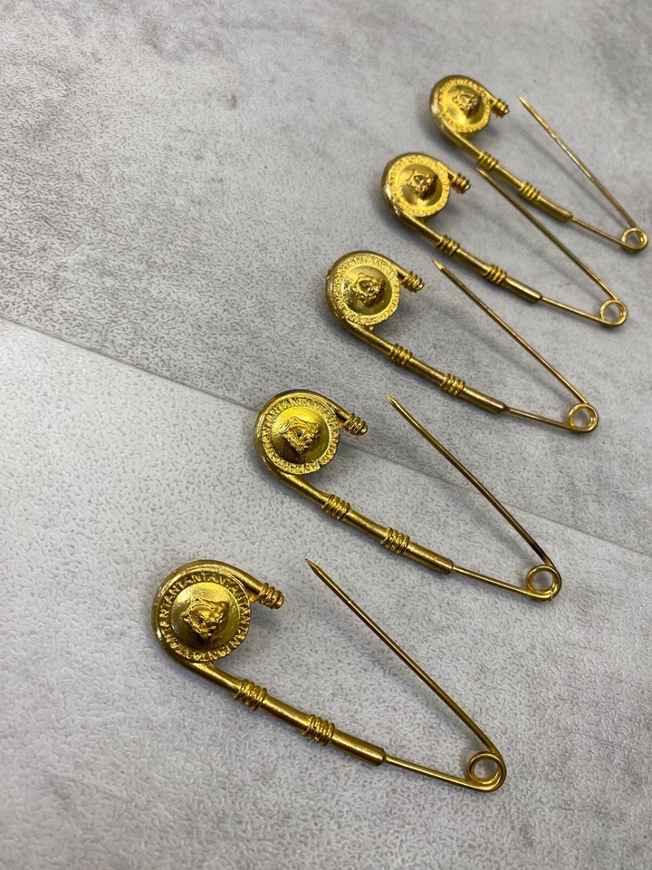 Versace Safety Pins, Vintage, 75mm long, Gold, GC- 5 Available | eBay UK