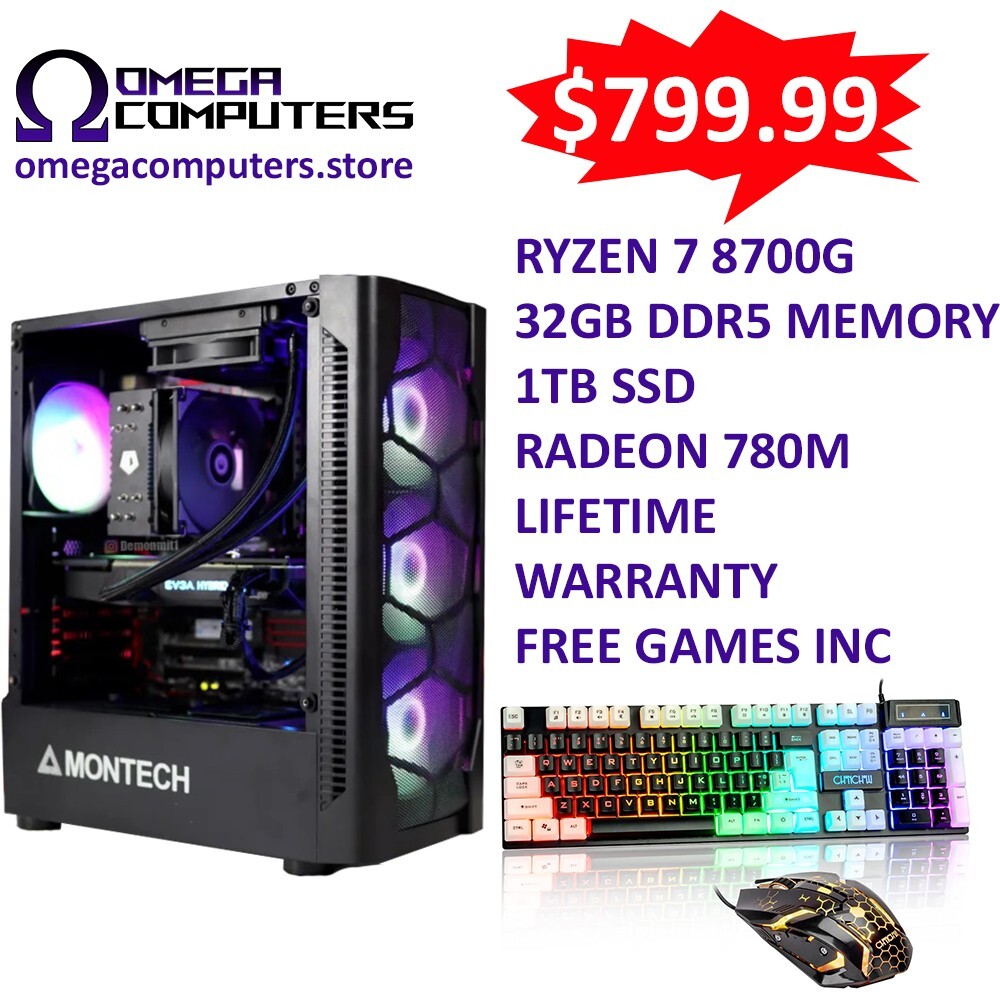 Ryzen 7 8700G AMD Radeon 780M 32GB 1T B SSD 4K Gaming PC | eBay