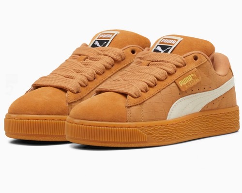 Puma Suede Elevated Womens Latte Gim Suede 90s Retro Sneakers Shoes ...