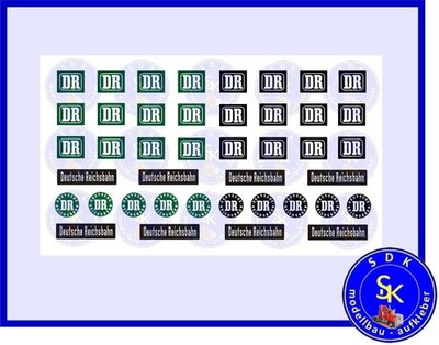 DR Deutsche Reichsbahn DDR Aufkleber Decals grün schwarz - Spur H0 - 1: ...