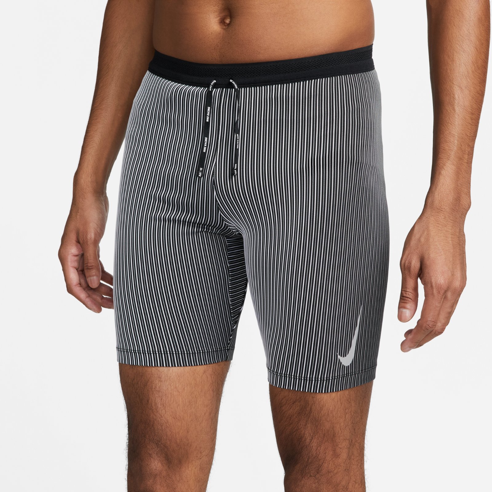 Nike Dri-FIT ADV Aeroswift Men's Half Racing Tights - Black White ...